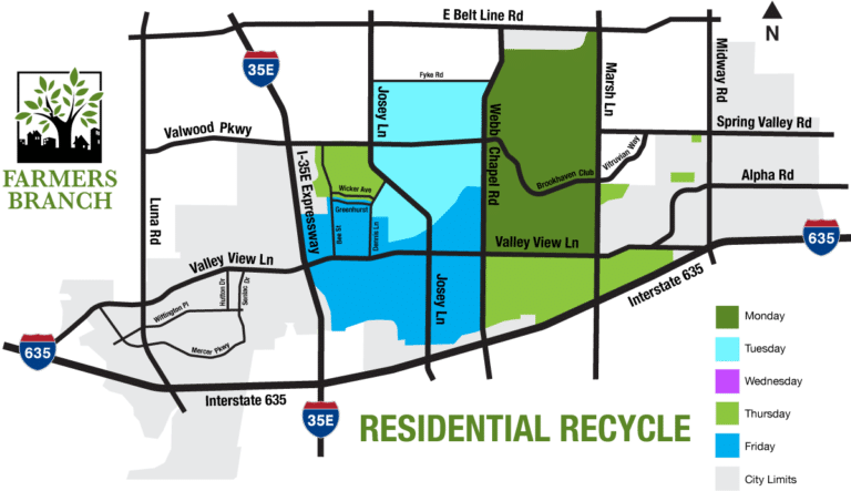 Farmers-Branch-Map-2021-Recycle-Routes - Community Waste Disposal